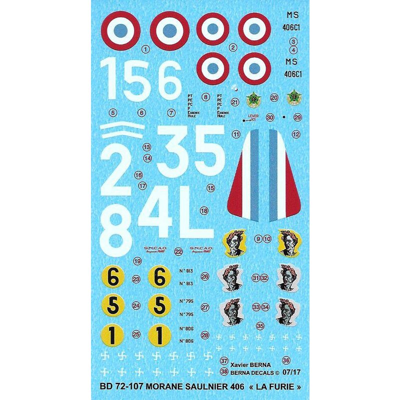 Decals Morane-Saulnier Ms.406 GC III/7 'La Furie': Lt RenÈ C... 1:72 72107