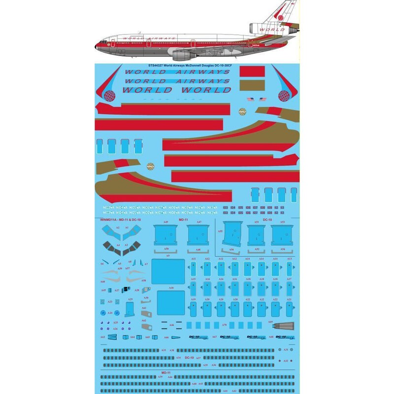 Decals World Airways McDonnell-Douglas DC-10-30CF 1:144 44327