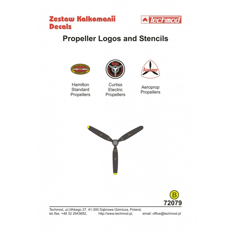 Decal Propeller logos & stencils Hamilton Standard, Curtiss Electr... 72079