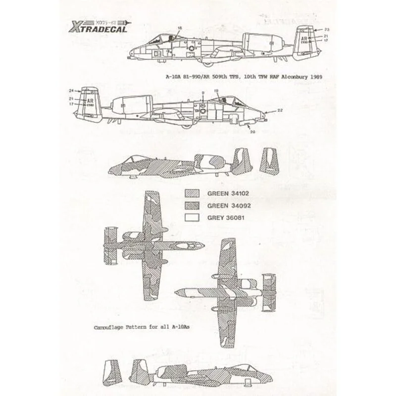 Decals USAFE Pt 2. (5) General-Dynamics EF-111A Raven 67-034... 1:48 48006